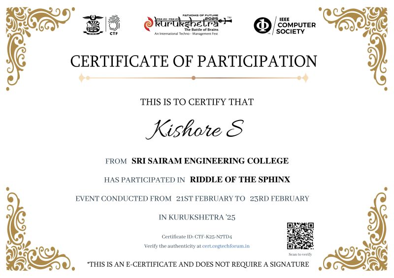 #kurukshetra25 #techfest #problemsolving #continuouslearning | Kishore .S #kurukshetra25 #techfest #problemsolving #continuouslearning | Kishore .S