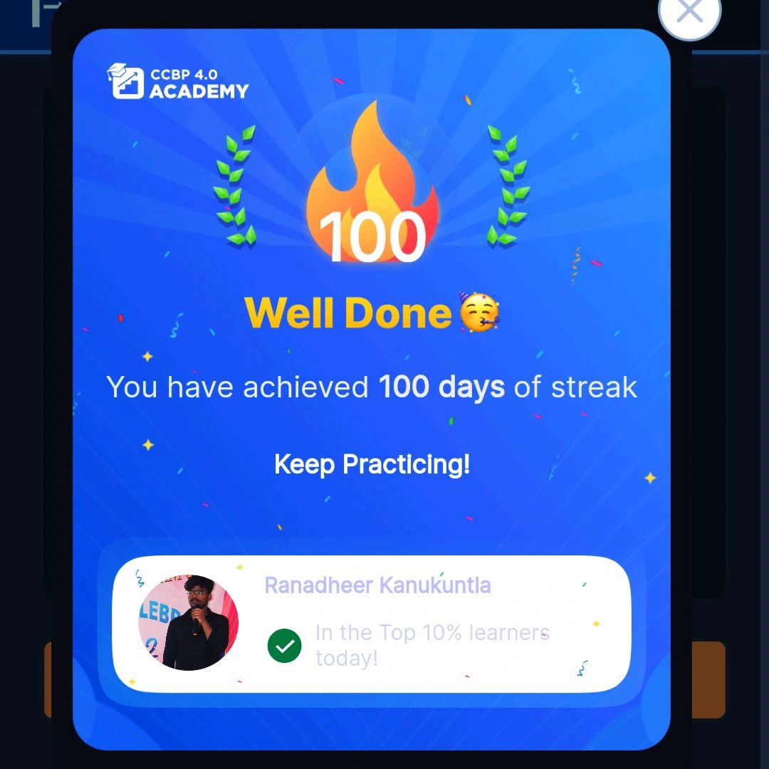 Ranadheer Kanukuntla on LinkedIn: #100daysofcodechallenge ... Ranadheer Kanukuntla on LinkedIn: #100daysofcodechallenge ...