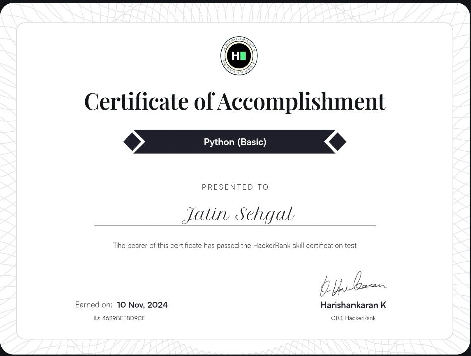 Jatin Sehgal on LinkedIn: #hackerrank #python #programming #developer # ... Jatin Sehgal on LinkedIn: #hackerrank #python #programming #developer # ...
