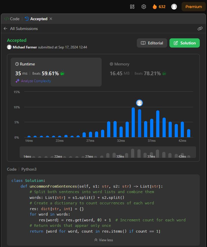 Michael Farmer on LinkedIn: Day 632 of Daily LeetCode | 884. Uncommon ... Michael Farmer on LinkedIn: Day 632 of Daily LeetCode | 884. Uncommon ...