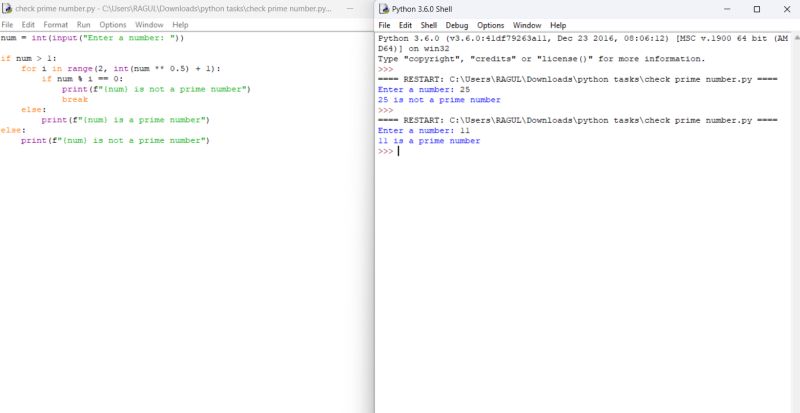 #python #idle #pythonbasics #primenumber #codingforbeginners… | Ragul S #python #idle #pythonbasics #primenumber #codingforbeginners… | Ragul S