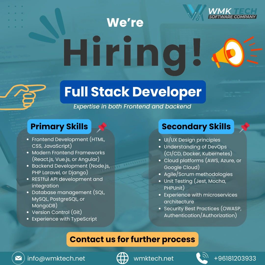 WMK Tech on LinkedIn: #fullstackdeveloper #webdeveloper #javascript # ... WMK Tech on LinkedIn: #fullstackdeveloper #webdeveloper #javascript # ...
