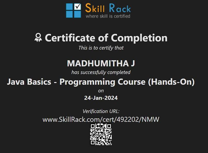 Madhumitha J on LinkedIn: #java #skillrack #codingjourney Madhumitha J on LinkedIn: #java #skillrack #codingjourney