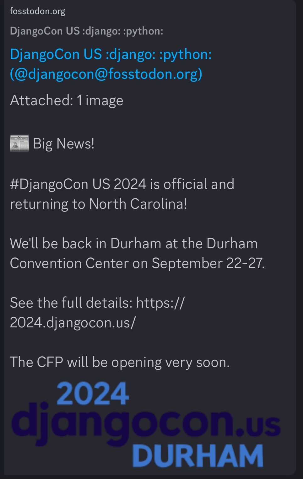 Matthew G. on LinkedIn: #python #django #conferences #durham #software Matthew G. on LinkedIn: #python #django #conferences #durham #software