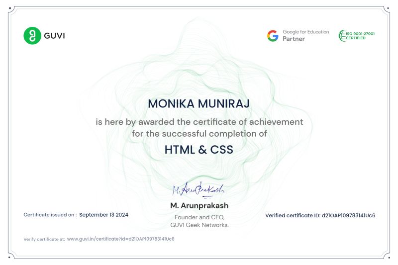 MONIKA Muniraj on LinkedIn: 🌟 Excited to share a new achievement! 🌟 I ... MONIKA Muniraj on LinkedIn: 🌟 Excited to share a new achievement! 🌟 I ...