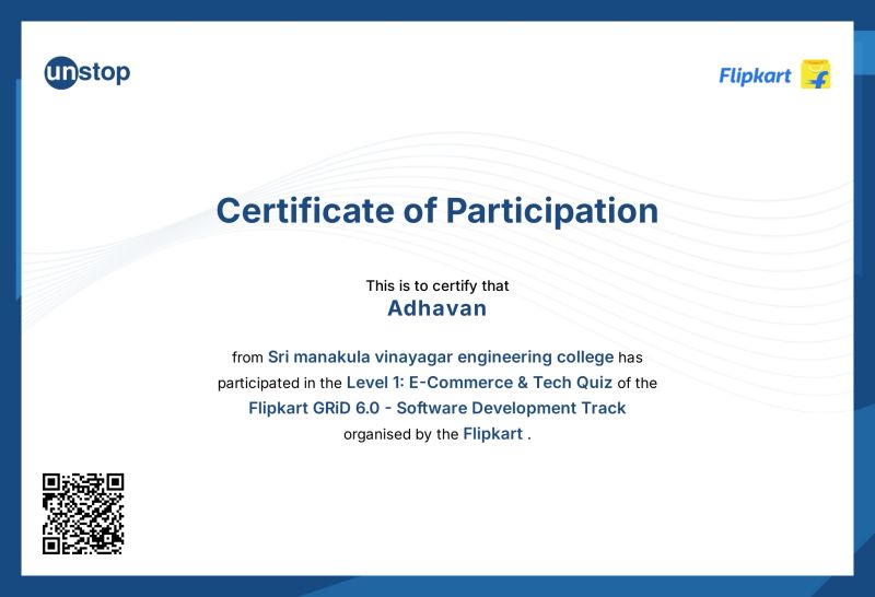 Adhavan P on LinkedIn: #flipkartgrid #ecommerce #techquiz # ... Adhavan P on LinkedIn: #flipkartgrid #ecommerce #techquiz # ...