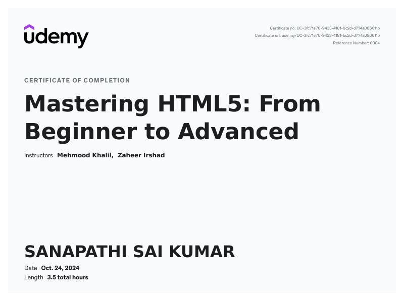 Sanapathi Sai Kumar on LinkedIn: #html #udemy #skill Sanapathi Sai Kumar on LinkedIn: #html #udemy #skill