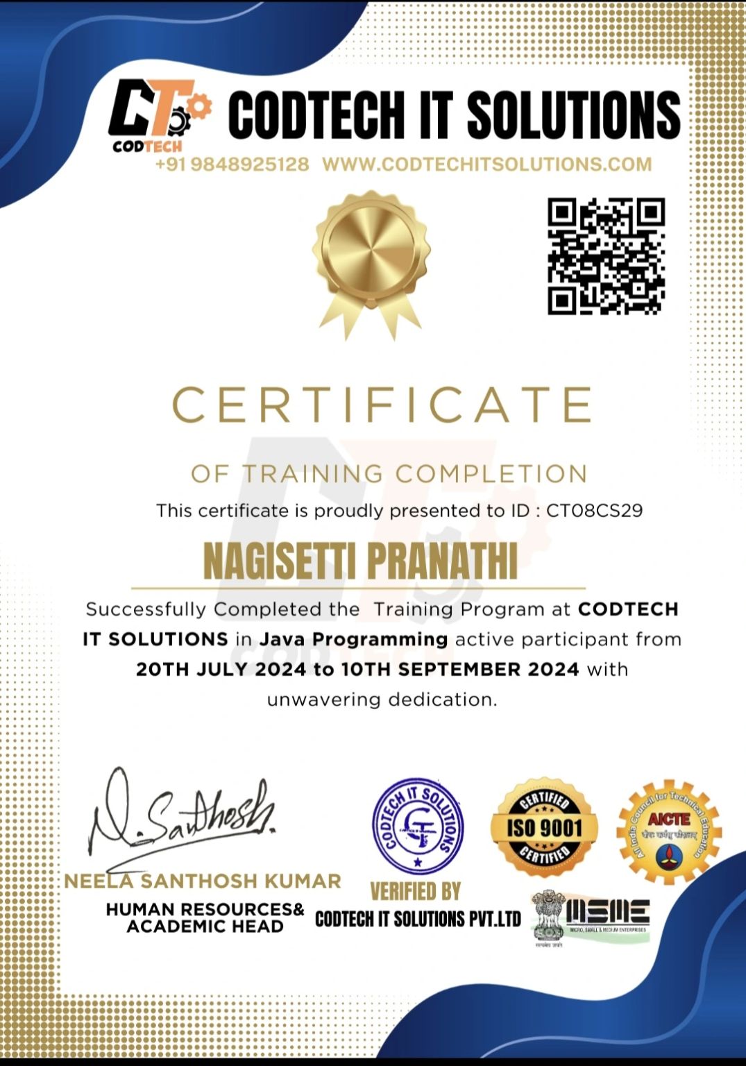 Nagisetti Pranathi on LinkedIn: #java #codtechsolutions #programming # ... Nagisetti Pranathi on LinkedIn: #java #codtechsolutions #programming # ...