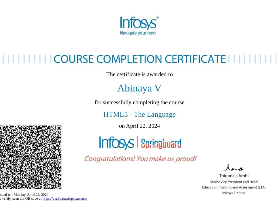#infosys #html | Abinaya Venkadesan #infosys #html | Abinaya Venkadesan