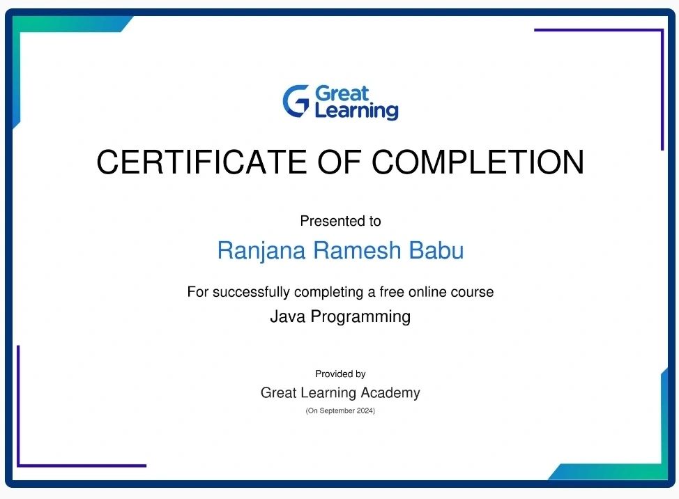Ranjana Ramesh Babu on LinkedIn: #java #programming #techjourney #btech ... Ranjana Ramesh Babu on LinkedIn: #java #programming #techjourney #btech ...
