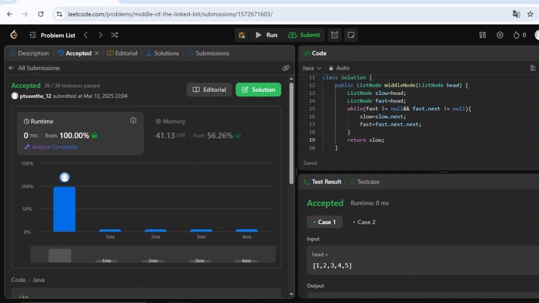 #100daysleetcode #leetcode #coding #linkedlist | Suvetha P T #100daysleetcode #leetcode #coding #linkedlist | Suvetha P T