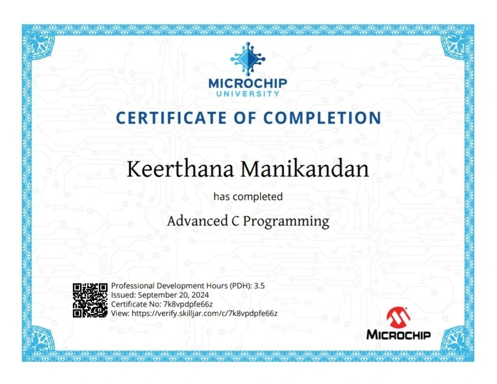Completed C Programming Course at Microchip University | Keerthana ... Completed C Programming Course at Microchip University | Keerthana ...