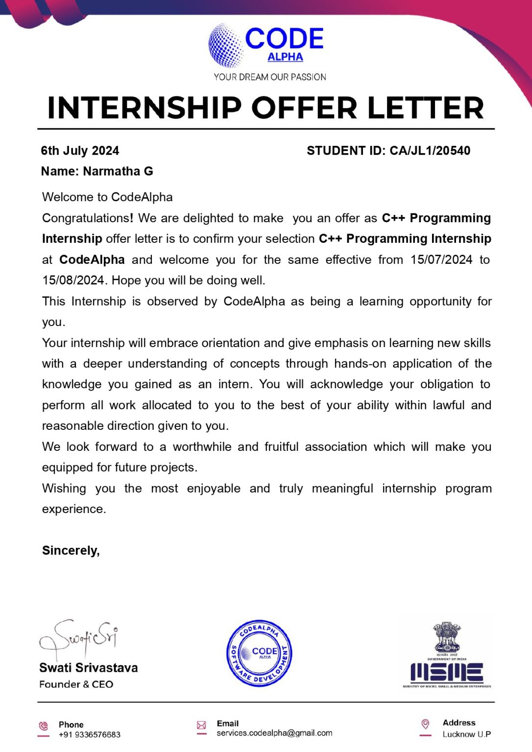 Narmatha Gunasekaran on LinkedIn: #internship #cplusplus #codealpha # ... Narmatha Gunasekaran on LinkedIn: #internship #cplusplus #codealpha # ...