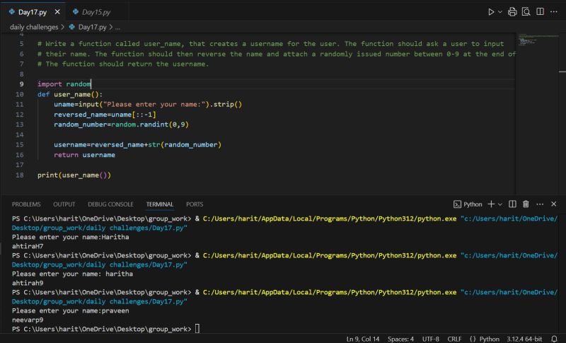 Haritha N on LinkedIn: #pythoncodingchallenge #day17 #functions #user ... Haritha N on LinkedIn: #pythoncodingchallenge #day17 #functions #user ...