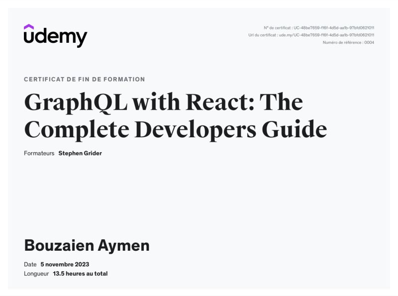 Aymen Bouzaien on LinkedIn: #graphql #udemy #skillsdevelopment #reactjs Aymen Bouzaien on LinkedIn: #graphql #udemy #skillsdevelopment #reactjs