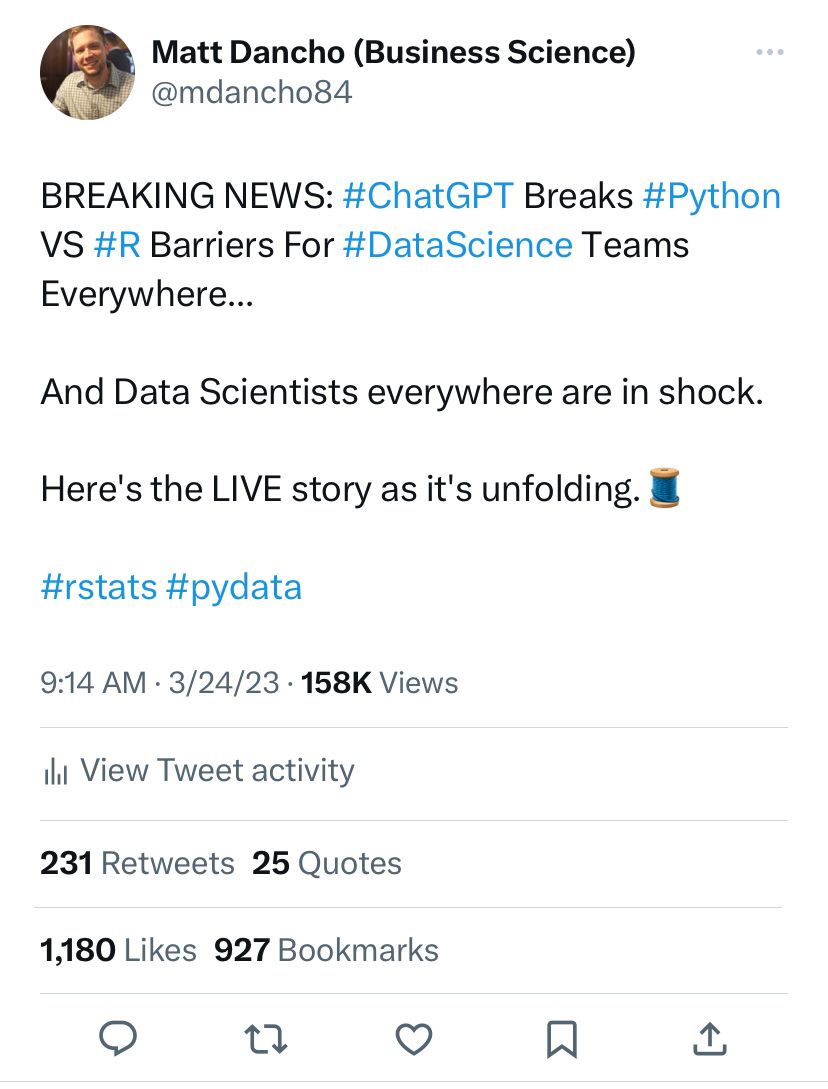 🔥 Matt Dancho 🔥 on LinkedIn: #chatgpt #datascience 🔥 Matt Dancho 🔥 on LinkedIn: #chatgpt #datascience