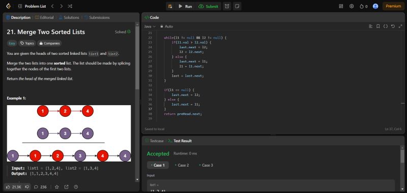 LeetCode challenge: Merge linked lists | Kavya Mittal posted on the ... LeetCode challenge: Merge linked lists | Kavya Mittal posted on the ...