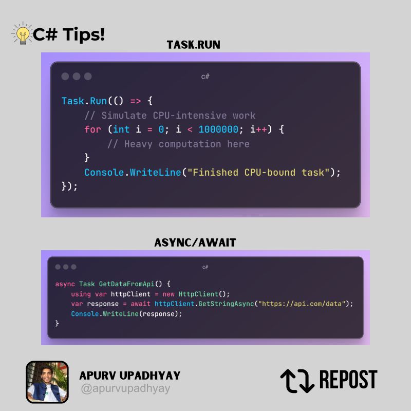 Apurv Upadhyay ☁️ on LinkedIn: #csharp #dotnet #asyncprogramming # ... Apurv Upadhyay ☁️ on LinkedIn: #csharp #dotnet #asyncprogramming # ...