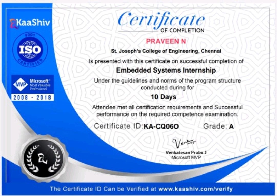 PRAVEEN N on LinkedIn: #internship #certificate #embeddedsystems # ... PRAVEEN N on LinkedIn: #internship #certificate #embeddedsystems # ...