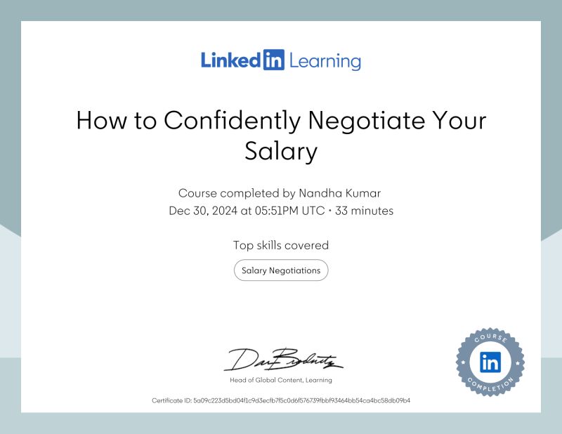 Nandha Kumar on LinkedIn: Certificate of Completion Nandha Kumar on LinkedIn: Certificate of Completion