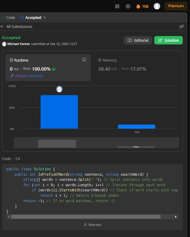 Michael Farmer on LinkedIn: Day 708 of Daily LeetCode | 1455. Check If ... Michael Farmer on LinkedIn: Day 708 of Daily LeetCode | 1455. Check If ...