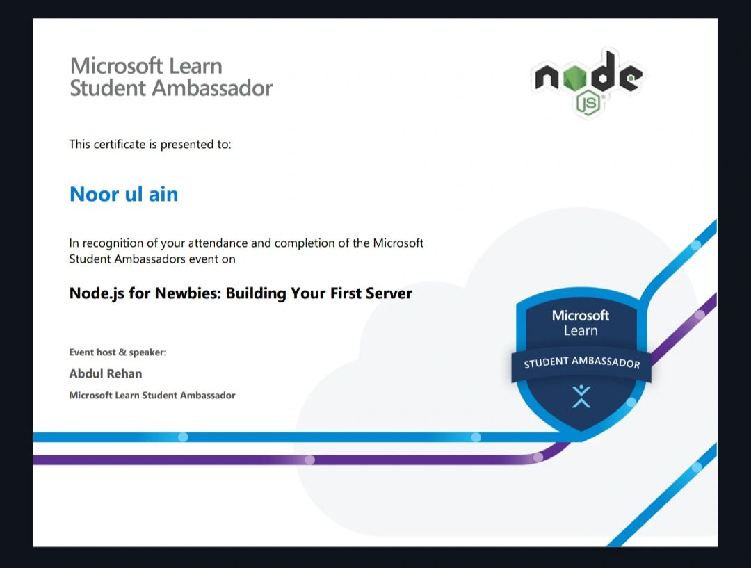 Noor Ul Ain on LinkedIn: #nodejs #javascript #webdevelopment # ... Noor Ul Ain on LinkedIn: #nodejs #javascript #webdevelopment # ...