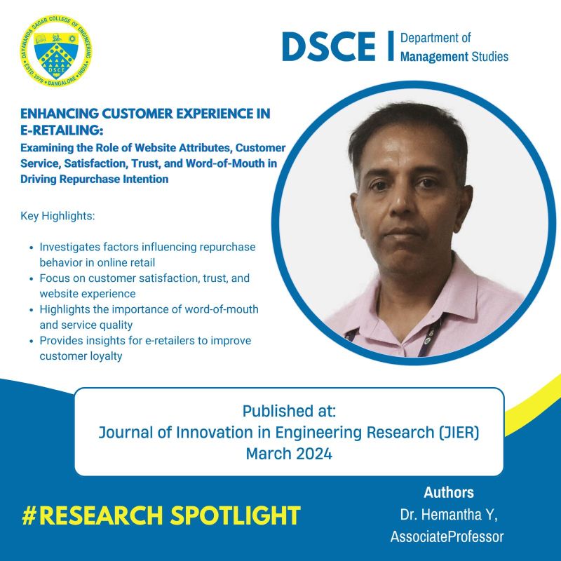 #dscedoms #researchexcellence #eretailing #customerexperience… | DOMS-DSCE #dscedoms #researchexcellence #eretailing #customerexperience… | DOMS-DSCE