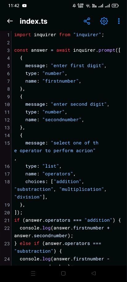 #typescript #nodejs #inquirer #calculator #governorsindhitinitiative ... #typescript #nodejs #inquirer #calculator #governorsindhitinitiative ...