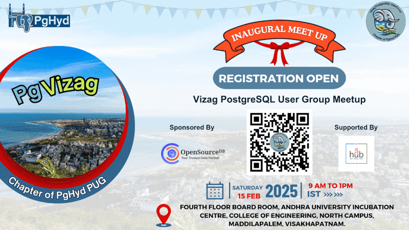 OpenSource DB on LinkedIn: #vizag #postgresql #usergroup #pgvizag # ... OpenSource DB on LinkedIn: #vizag #postgresql #usergroup #pgvizag # ...