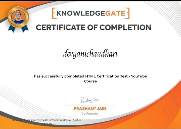 #html #webdevelopment #certification | Devyani Chaudhari #html #webdevelopment #certification | Devyani Chaudhari