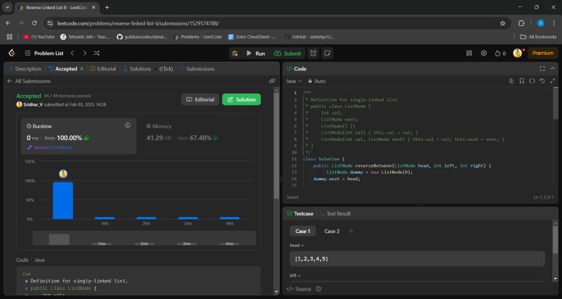 #leetcode #dsa #problemsolving #keepgrinding #linkedlist | Sridhar Vedappan #leetcode #dsa #problemsolving #keepgrinding #linkedlist | Sridhar Vedappan