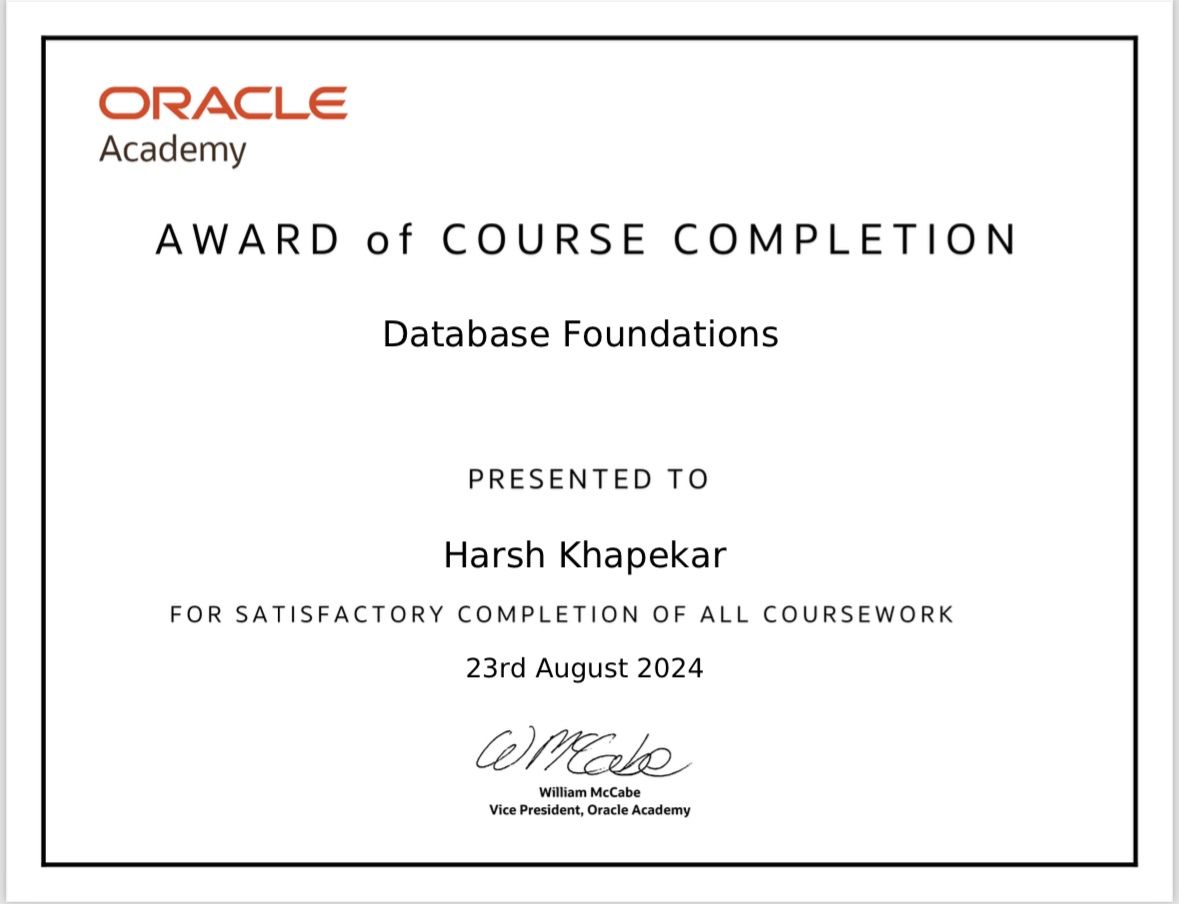 Harsh Khapekar on LinkedIn: #sql #database #oracle Harsh Khapekar on LinkedIn: #sql #database #oracle