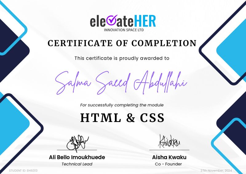 Salma Abdullahi Saeed on LinkedIn: 🎉 I've Completed My HTML & CSS ... Salma Abdullahi Saeed on LinkedIn: 🎉 I've Completed My HTML & CSS ...