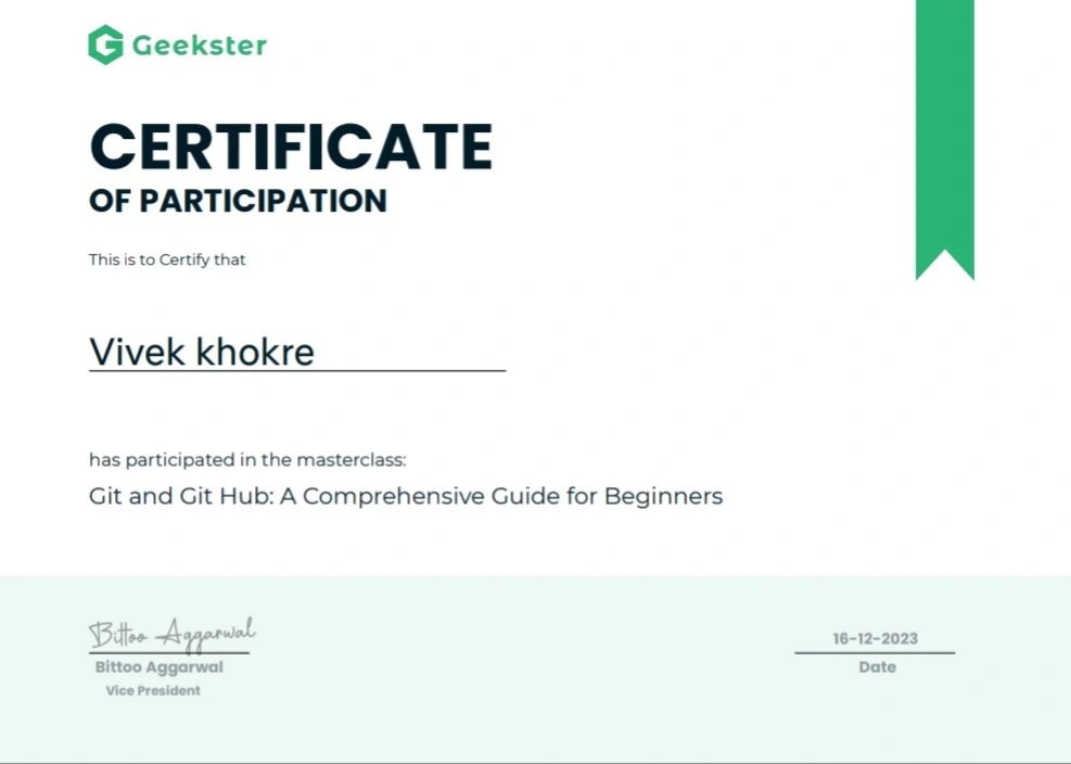Vivek Khokre on LinkedIn: #geekster #git #github Vivek Khokre on LinkedIn: #geekster #git #github