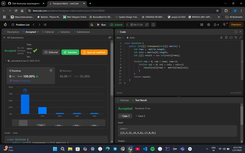 #dsawithkunal #matrixmanipulation #transposematrix #leetcodechallenge ... #dsawithkunal #matrixmanipulation #transposematrix #leetcodechallenge ...