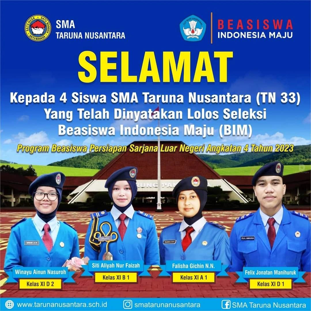 SMA Taruna Nusantara on LinkedIn: Selamat kepada empat siswa SMA Taruna ... SMA Taruna Nusantara on LinkedIn: Selamat kepada empat siswa SMA Taruna ...