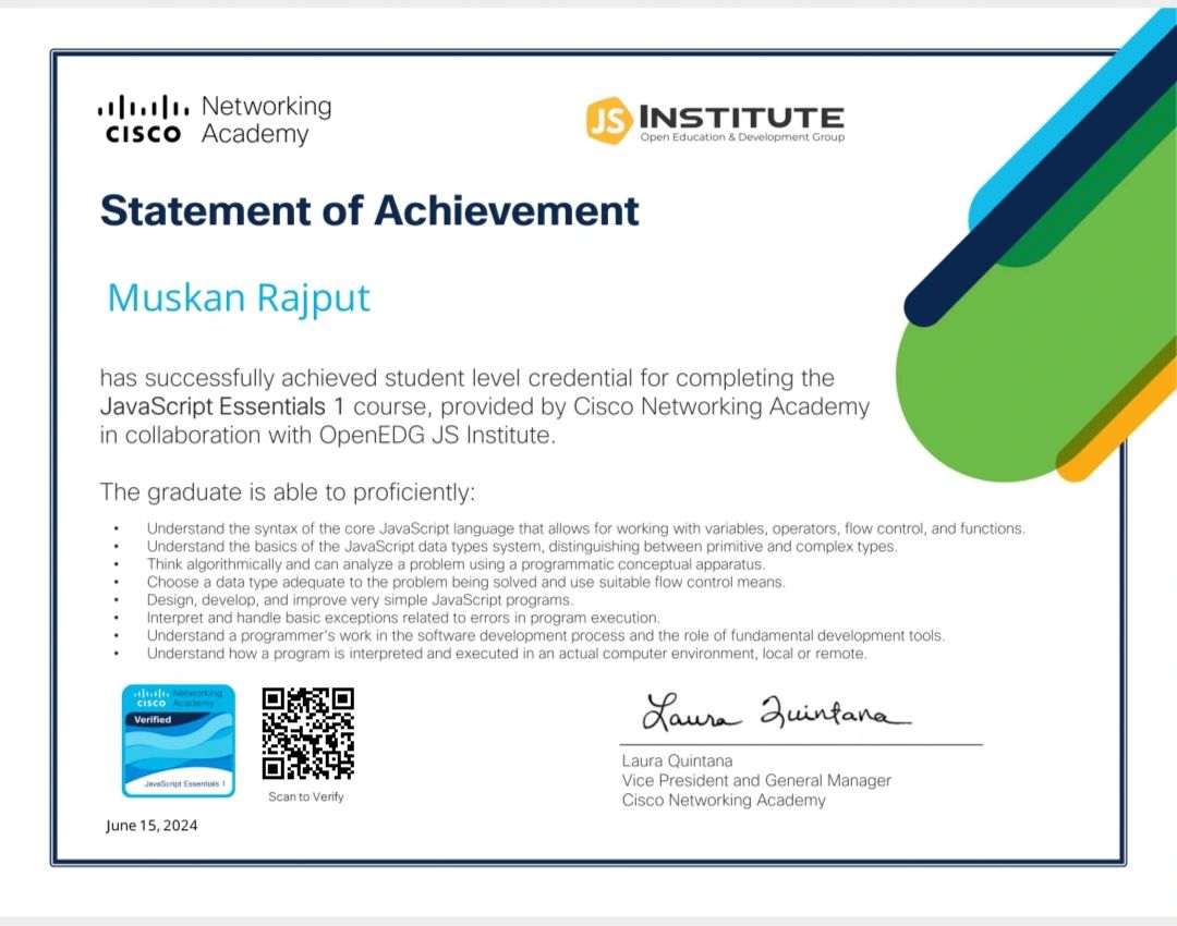 Muskan Rajput on LinkedIn: #javascript #webdevelopment #codingjourney Muskan Rajput on LinkedIn: #javascript #webdevelopment #codingjourney