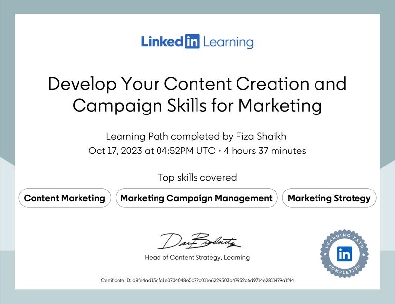 Fiza Shaikh on LinkedIn: Successfully completed another learning ... Fiza Shaikh on LinkedIn: Successfully completed another learning ...