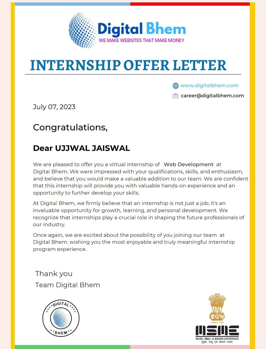Ujjwal Jaiswal on LinkedIn: #digitalbhem #webdevelopment #internship # ... Ujjwal Jaiswal on LinkedIn: #digitalbhem #webdevelopment #internship # ...
