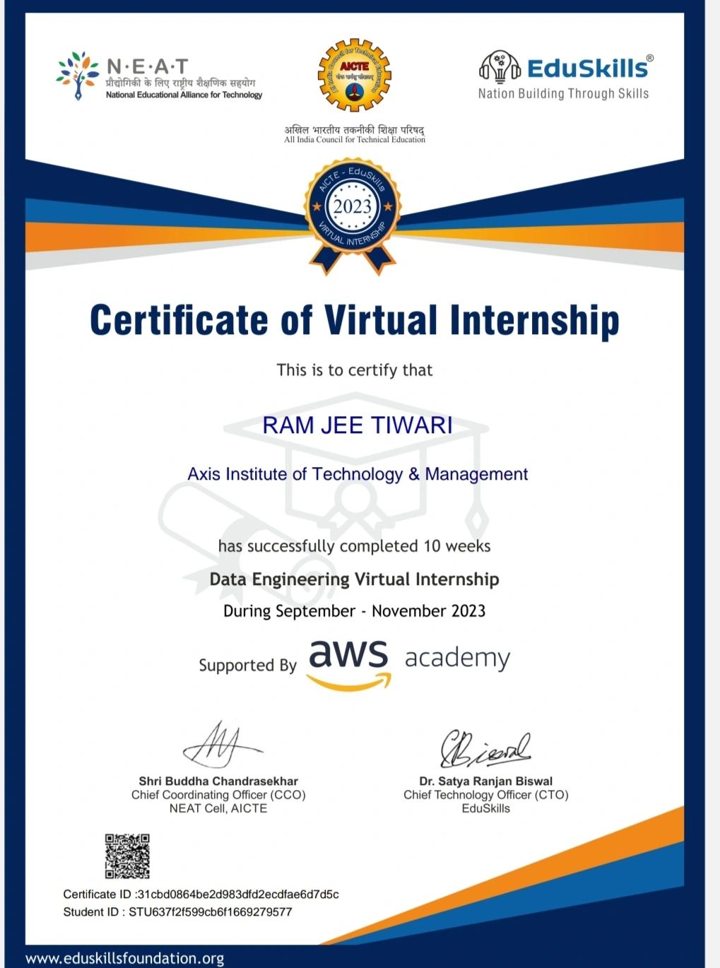#completed #eduskillsinternship #aws #aicteinternship | Ram jee Tiwari #completed #eduskillsinternship #aws #aicteinternship | Ram jee Tiwari