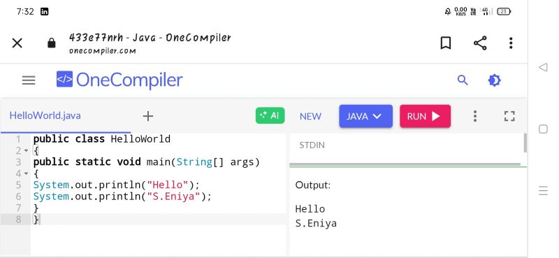 Eniya S on LinkedIn: #java #java #learning #programming #coding Eniya S on LinkedIn: #java #java #learning #programming #coding