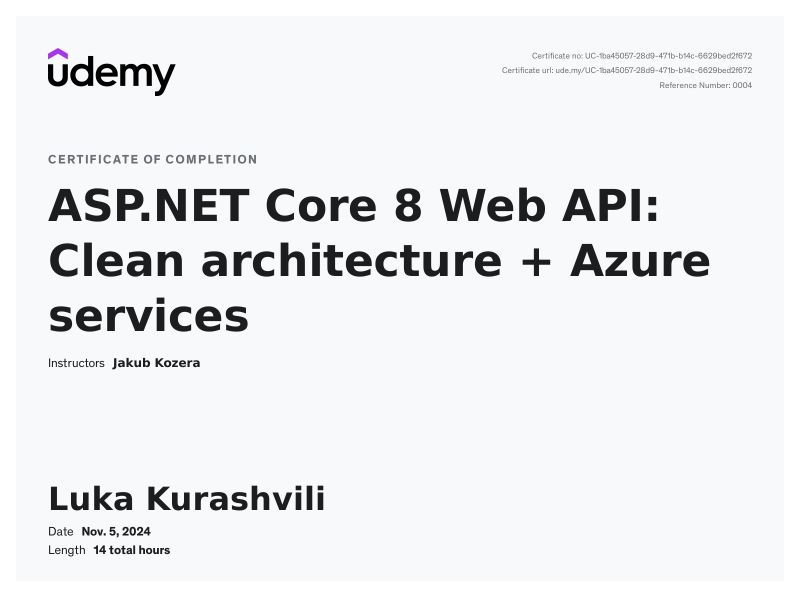 Luka Kurashvili on LinkedIn: #aspnetcore #webapi #cleanarchitecture # ... Luka Kurashvili on LinkedIn: #aspnetcore #webapi #cleanarchitecture # ...