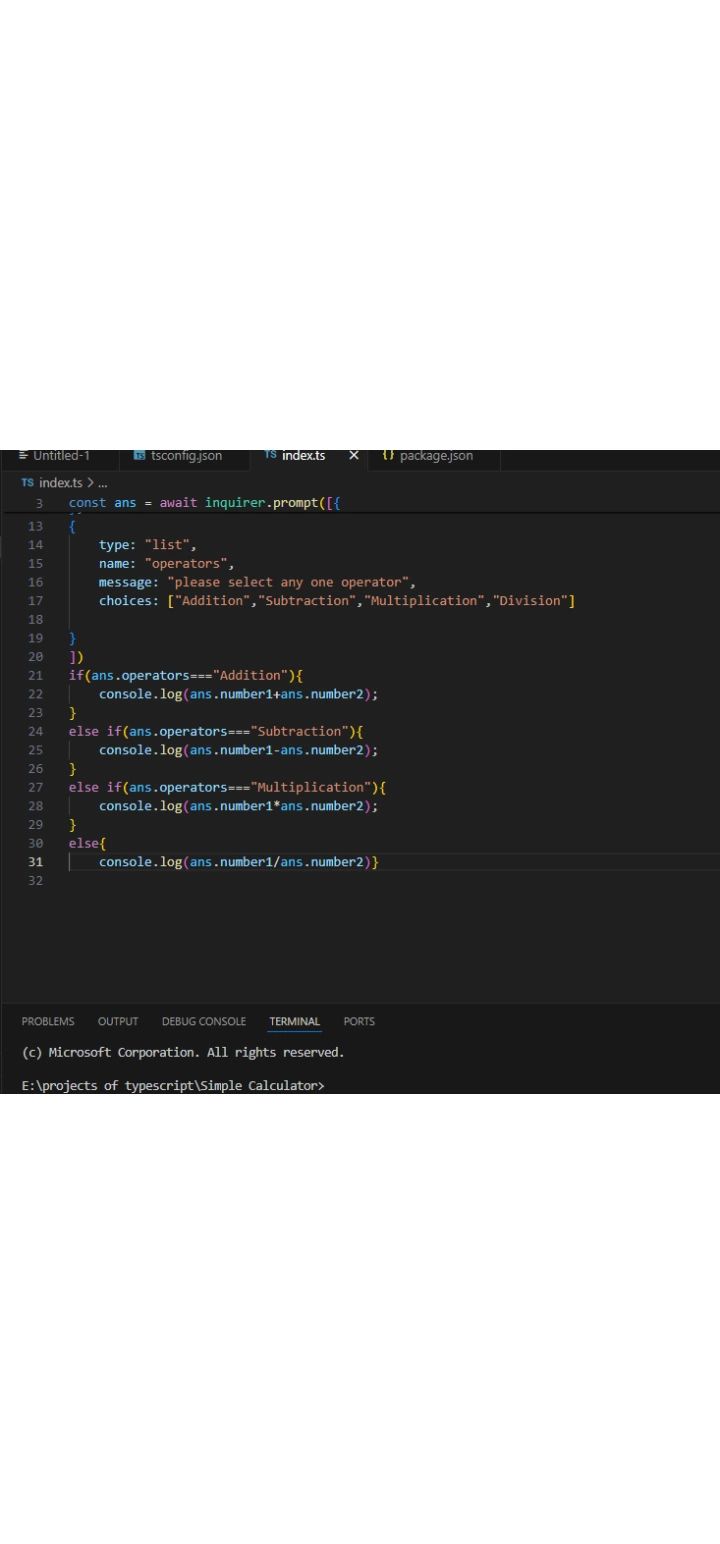 Mini Calculator project with typescript and node by Sir Zia Khan. Ameen ... Mini Calculator project with typescript and node by Sir Zia Khan. Ameen ...