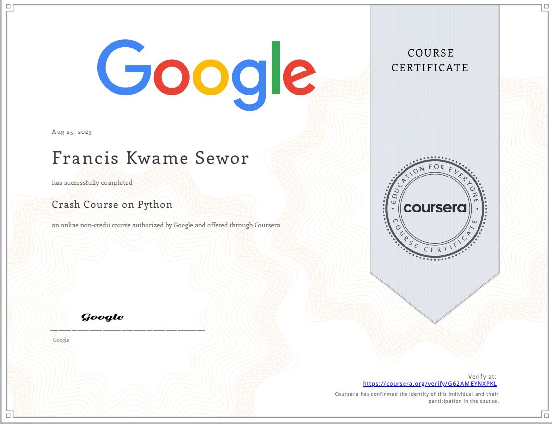 Sewor Francis Kwame on LinkedIn: #pythonprogramming #learningjourney # ... Sewor Francis Kwame on LinkedIn: #pythonprogramming #learningjourney # ...