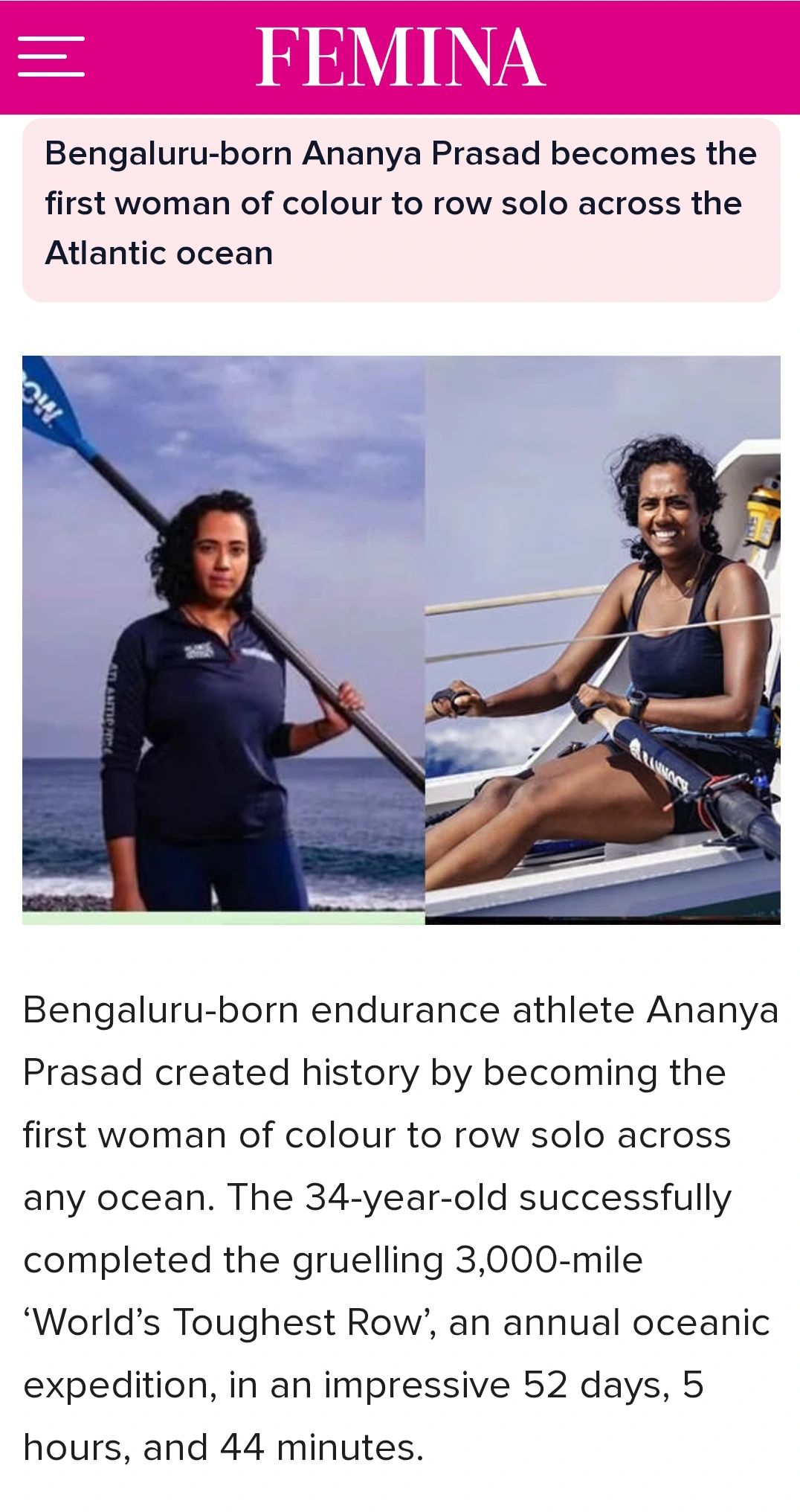 Ananya Prasad Is The 1st Woman Of Colour To Do A Solo Row Across Any ... Ananya Prasad Is The 1st Woman Of Colour To Do A Solo Row Across Any ...