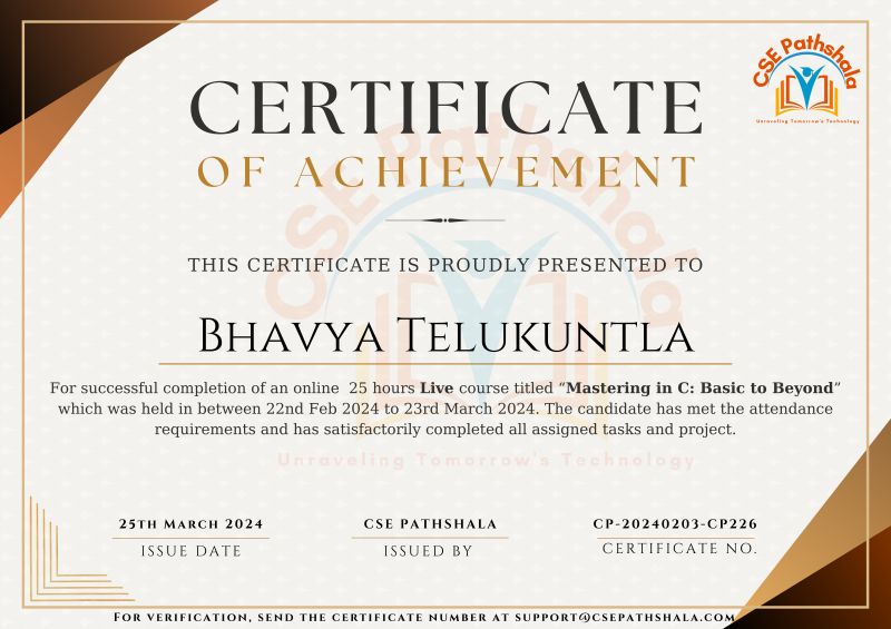 Telukuntla Bhavya on LinkedIn: #cprogramming #mooccertificate Telukuntla Bhavya on LinkedIn: #cprogramming #mooccertificate