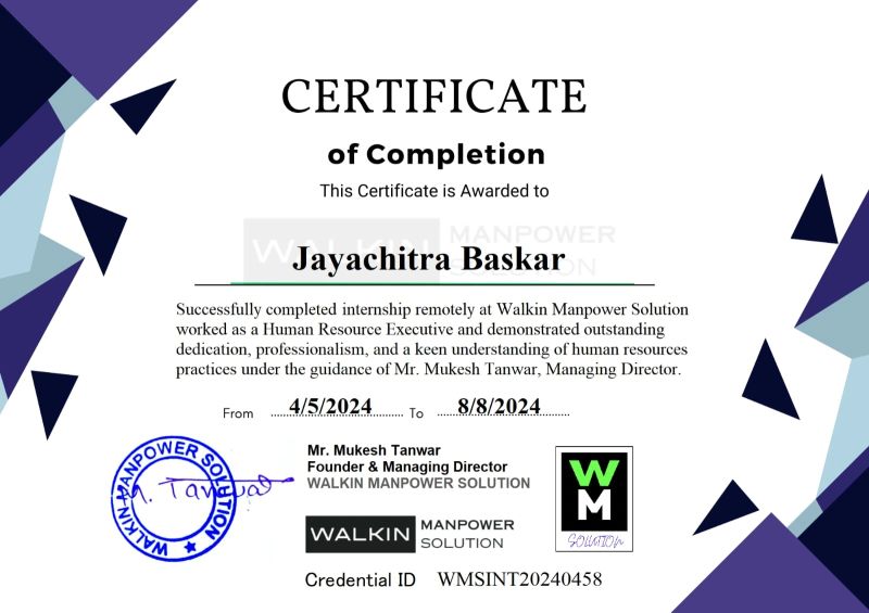 Jayachitra Baskar on LinkedIn: #successfully #completed #internship #hr ... Jayachitra Baskar on LinkedIn: #successfully #completed #internship #hr ...