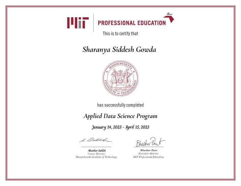 Sharanya Gowda, CSM on LinkedIn: #mit #datascience #certification # ... Sharanya Gowda, CSM on LinkedIn: #mit #datascience #certification # ...