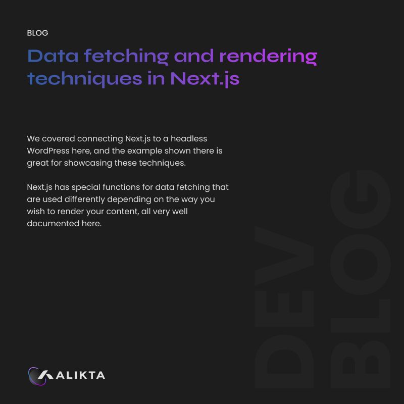 Alikta on LinkedIn: Data fetching and rendering techniques in Next.js ... Alikta on LinkedIn: Data fetching and rendering techniques in Next.js ...