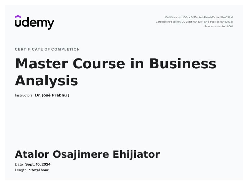 Osajimere Atalor on LinkedIn: I just completed the Master Course in ... Osajimere Atalor on LinkedIn: I just completed the Master Course in ...